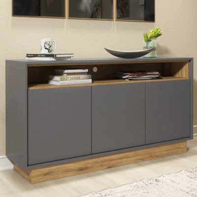 Sideboard 130Cm Sideboard Cabinet Cupboard Tv Stand Living Room Oak ...