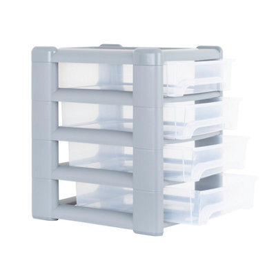 Wham 1X Shallow (4 X 6L) A4 Drawers Plastic Storage Tower Unit Storage ...