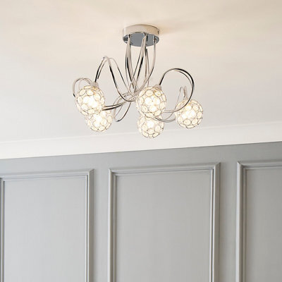 The Lighting Edit Ida Crystal Glass & Metal Chrome Effect 5 Lamp Led ...