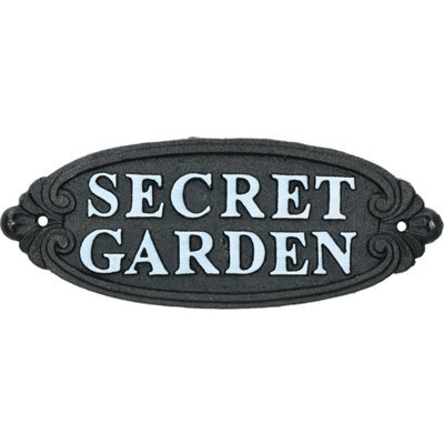 AB Tools Secret Garden Cast Iron Sign Plaque Door Wall House Gate Fence ...