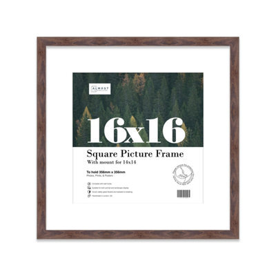"16X16"" Walnut Picture Frame - 16X16"" Square Frame With 14X14"" Mount ...