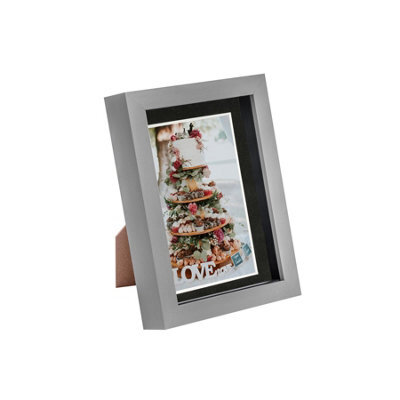 "Nicola Spring 3D Box Photo Frame - 5 X 7"" With 4 X 6"" Mount - Grey ...
