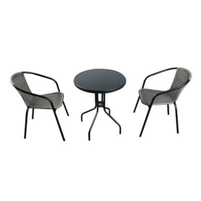 Outdoor Living (NW) Ltd Bolero 2 Seat Grey Rattan Bistro Set Black ...
