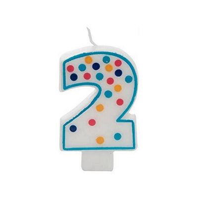 Unique Party 2 Polka Dot Birthday Candle White/multicoloured (One Size ...