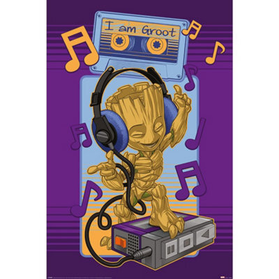 Marvel Guardians Of The Galaxy Baby Groot Poster Purple/blue/beige ...