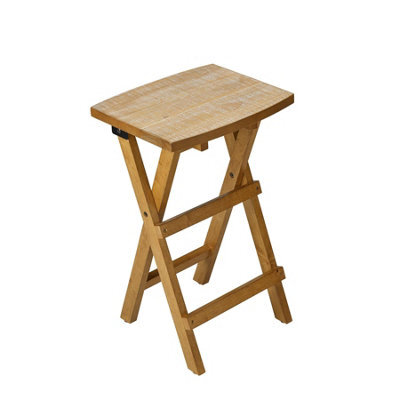 Statement Furniture Shire Oak Folding Stool, 64Cm Tall Bar Stool by B&Q ...