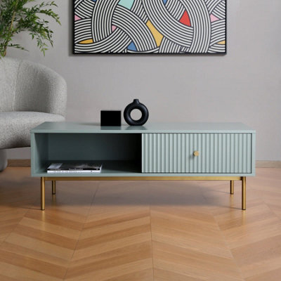 Devon - Coffee Table With Drawer - Sage by B&Q | ufurnish.com