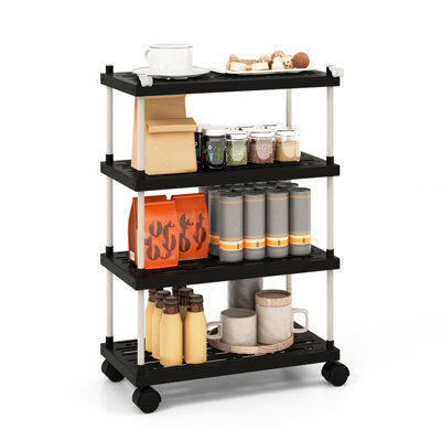 Costway 4-Tier Slim Storage Cart Slide Out Rolling Utility Cart With ...