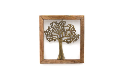 Geko Gold Wall Hanging Tree In Wood by B&Q | ufurnish.com