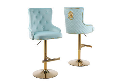 Hygrad Built to Survive Luxury Velvet Bar Stools With Lion Knocker Back ...