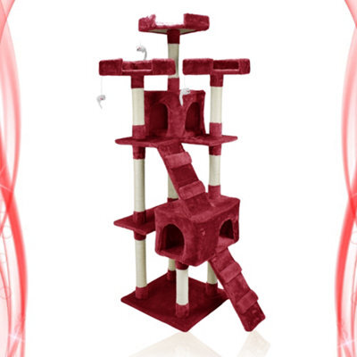 Abaseen Large 170Cm Red Cat Tree House Cat Activity Tree With ...