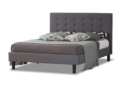 Modernique Grey Fabric King 5Ft Bed With Wooden Sprung Slatted Base by ...