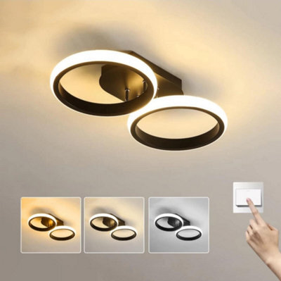 Led Mounted Ceiling Lamp Lights Black Round Ceiling Lights 3 Color ...