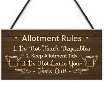 Red Ocean Allotment Rules Sign Hanging Garden Shed Sign Gift For Family ...