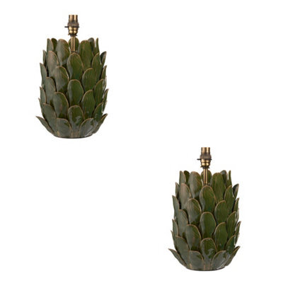 Loops Stylish 2 Pack Table Lamp Bases In Dark Olive Glaze And Aged ...