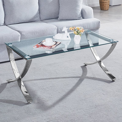 Furniture in Fashion Vienna Coffee Table Clear Glass Top Coffee Table ...