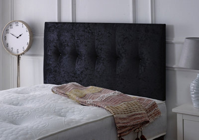 "Adore Designs Madrid Crushed Velvet 3Ft Single 24"" Headboard - Black ...