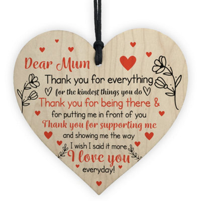 Red Ocean Thank You Mum Beautiful Handmade Keepsake Best Mum Gift Love ...