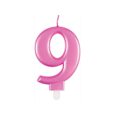Unique Party Metallic 9 Birthday Candle Pink (One Size) by B&Q ...