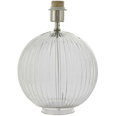 Round Textured Table Lamp Base Clear Ribbed Glass & Nickel Classic ...
