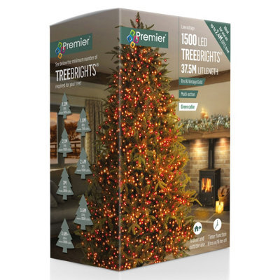 Premier Decorations Limited 1500 Led Christmas Lights 8Ft Tree Multi ...