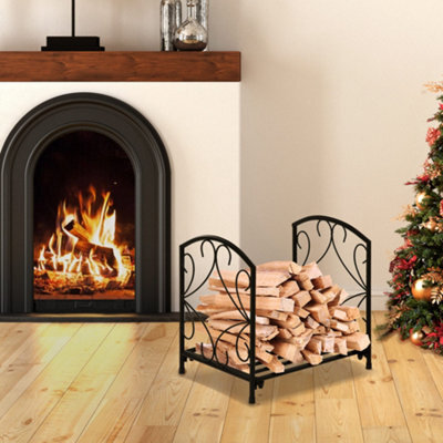 Outsunny Firewood Log Holder Wood Storage Rack W/ Scrolls Outdoor ...