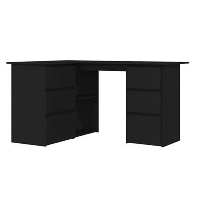 Vidaxl Corner Desk Black 145X100X76 Cm Engineered Wood Corner Desks by ...