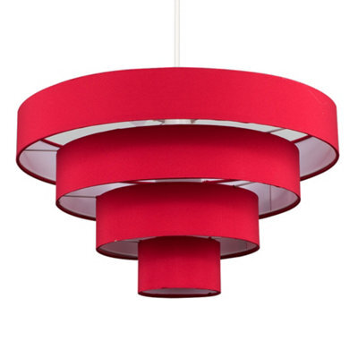 Valuelights Nevada Modern 4 Tier Red Fabric Ceiling Light Shade (D)40Cm ...