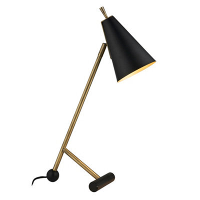 Antique Brass & Matt Black Task Lamp - Modern Adjustable Table Desk Light by B&Q | ufurnish.com