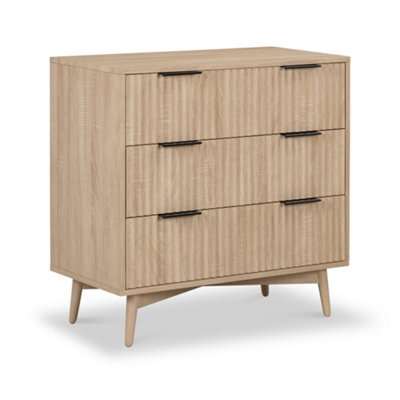 Jakob Oak 3 Drawer Grooved Chest Fully Assembled - By Roseland ...