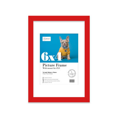 "6X4"" Red Frame With Mount For 4X3"" Pictures 20mm Slim Edge Portrait ...