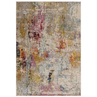 Multicolour Modern Abstract 9mm Thick Stain-Resistant Rug For Bedroom ...