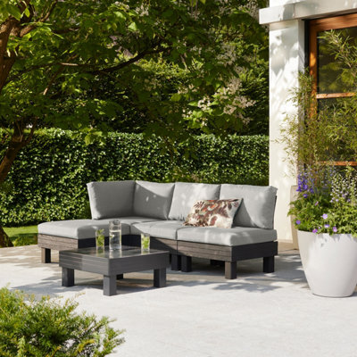 Keter Elements Grey 4 Seater Modular Corner Seating by B&Q | ufurnish.com