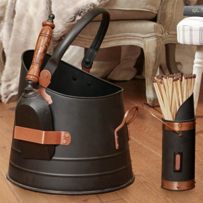 Dibor Traditional Copper Fireside Coal Storage, Log Holder Bucket And ...