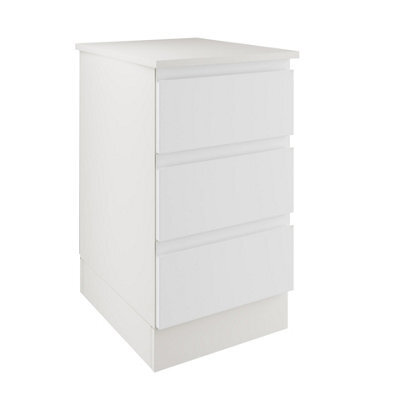 Bedroom Kit 3 Drawer J-Pull Handleless White Slim Chest Of Drawers by B ...
