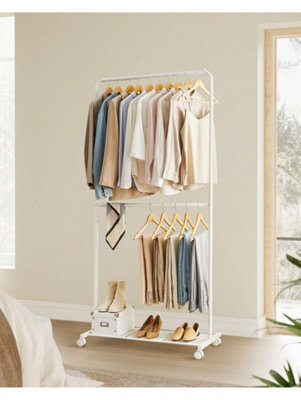 Songmics Clothes Rack, Double-Rod Clothes Rail On Wheels, Metal ...