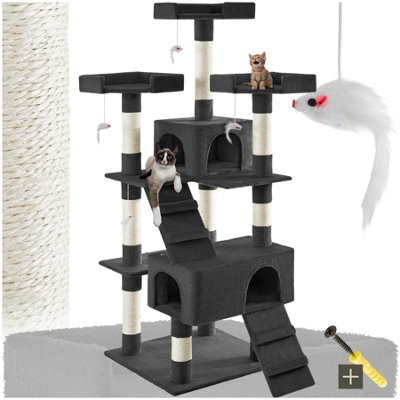 Tectake Cat Tree Barney - 170 Cm, Sisal Cat Scratching Posts - Black by ...