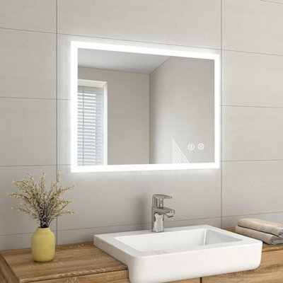 Emke Illuminated Bluetooth Bathroom Mirror With Shaver Socket, Wall ...