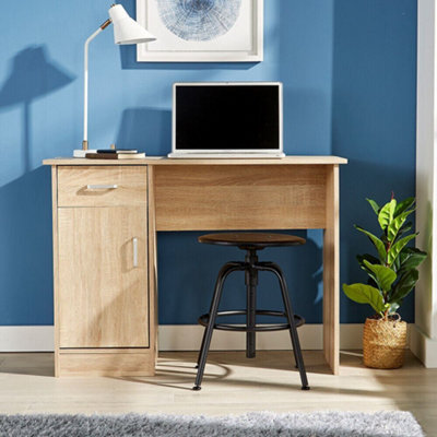 Home Source Tyler 1 Drawer Office Computer Desk With Storage Cupboard ...