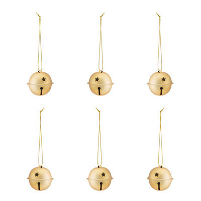 Gold Effect Bell Metal Circular Bauble, Set Of 6 (D) 40mm by B&Q ...