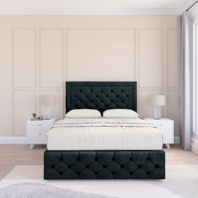 "Sloomy 5Ft Vienna Naples Black Bed Set With 4 Drawers & Footboard ...
