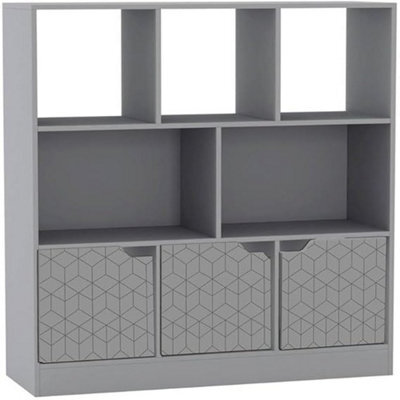 Urbn-Living Urbnliving Asymmetrical 8 Cube Grey Bookcase Freestanding ...