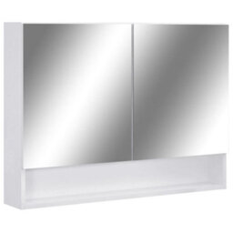 Walplus Led Bathroom Mirror Cabinet White 80X15X60 Cm Mdf by B&Q ...