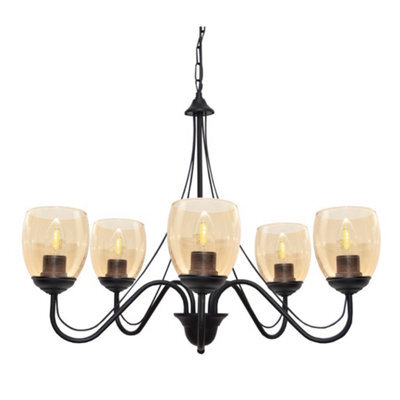 Luminosa Lighting Luminosa Allena Multi Arm Pendant Ceiling Light Black ...