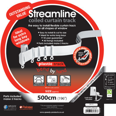 Speedy 5M Bendable Curtain Track For Straight & Bay Window Rail, Enough ...
