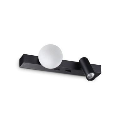 Ideal Lux Ping Pong Reading Wall Light Black 3000K by B&Q | ufurnish.com