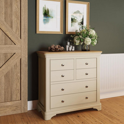 Fwstyle 6 Drawer Solid Oak Chest Of Drawers Ready Assembled Putty ...