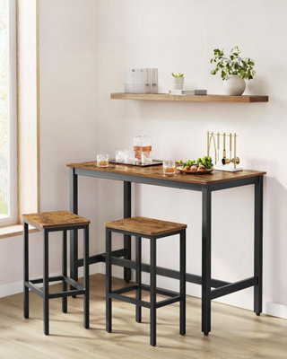 Songmics Vasagle Bar Table Set, Bar Table With 2 Bar Stools, Breakfast ...