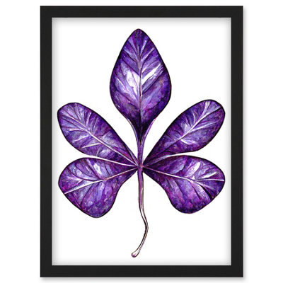Artery8 Purple On White Money Tree Leaf Modern Simple Illustration Wall ...
