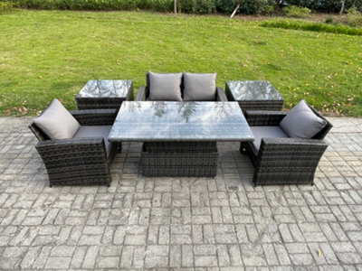 Fimous Outdoor Garden Dining Sets 4 Seater Rattan Patio Furniture Sofa ...